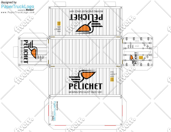 make a papercraft shipping container with your logo