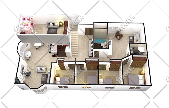 do your sketchup 3D floor plan RENDERING | Fiverr