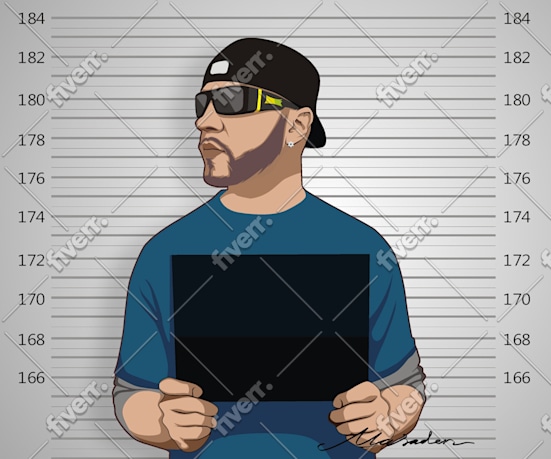 draw you as a MUGSHOT Crime photo in my Vector styl