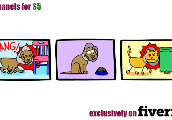 draw a 3 panel comic strip of ANY subject | Fiverr
