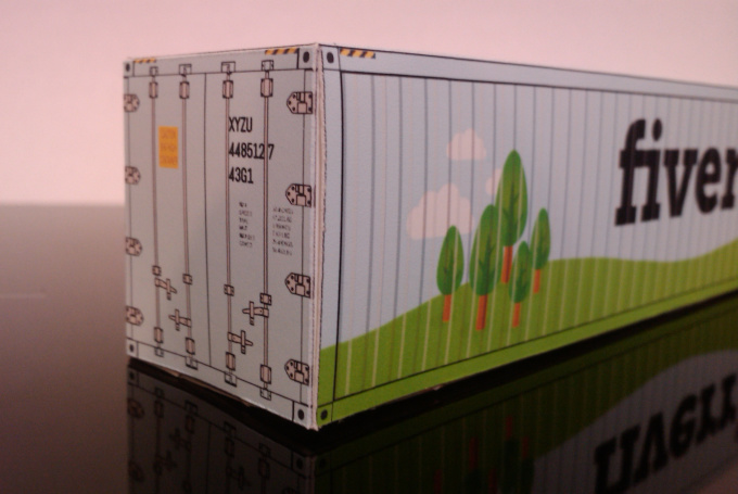 make a papercraft shipping container with your logo