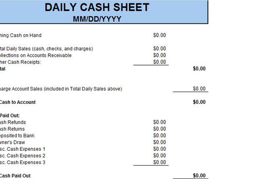 give you the daily cash sheet Excel template
