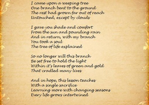 send you the Tree of Life Poem and the Story behind