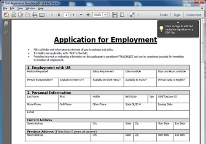 New Application Request Template
