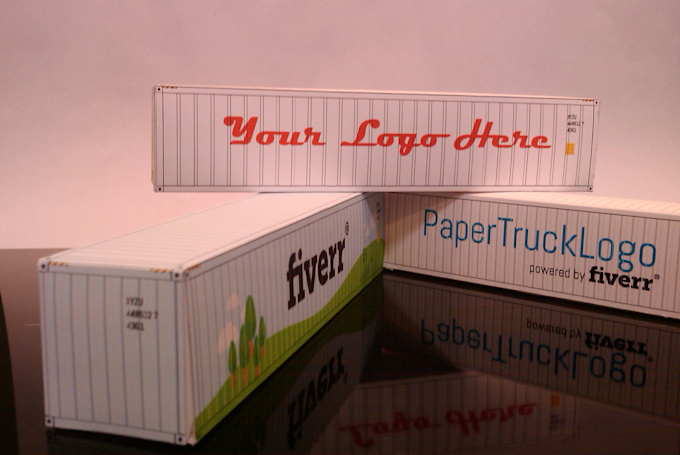 make a papercraft shipping container with your logo