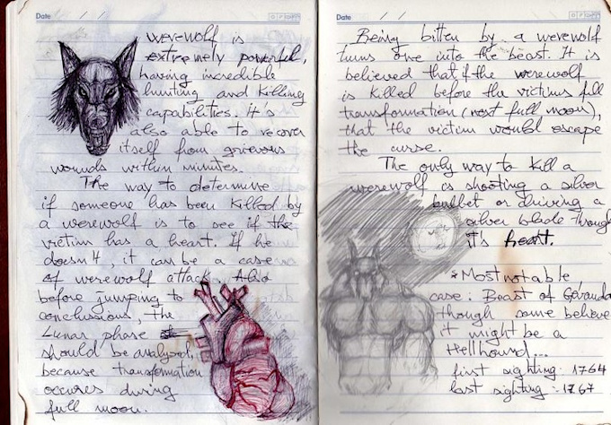 create a scary journal entry of any paranormal bein
