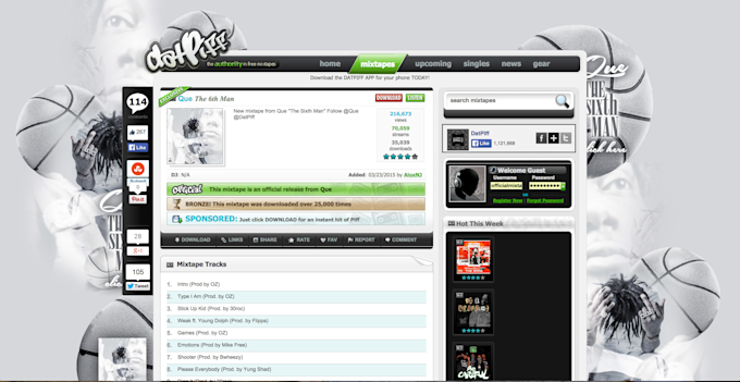 place your mixtape on Datpiff Spinrilla and Audioma