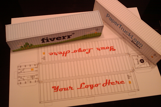 make a papercraft shipping container with your logo