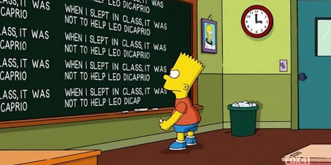 write your text by Bart Simpson on chalkboard